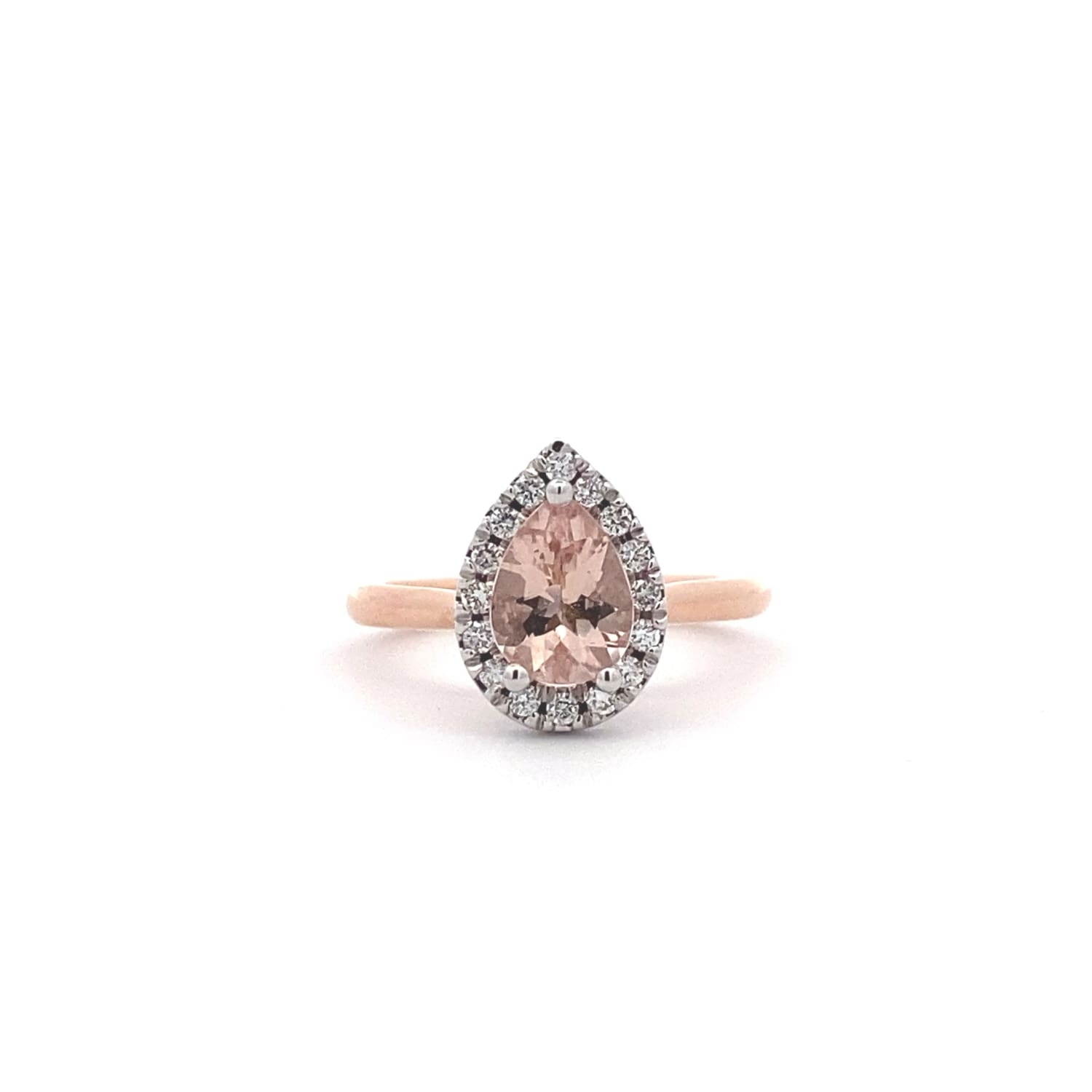 1.09ct tdw pear cut morganite and diamond ring | Gold Coast